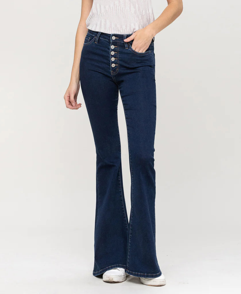 High Rise Button Up Super Flare Jeans – Spring Creek Boutique